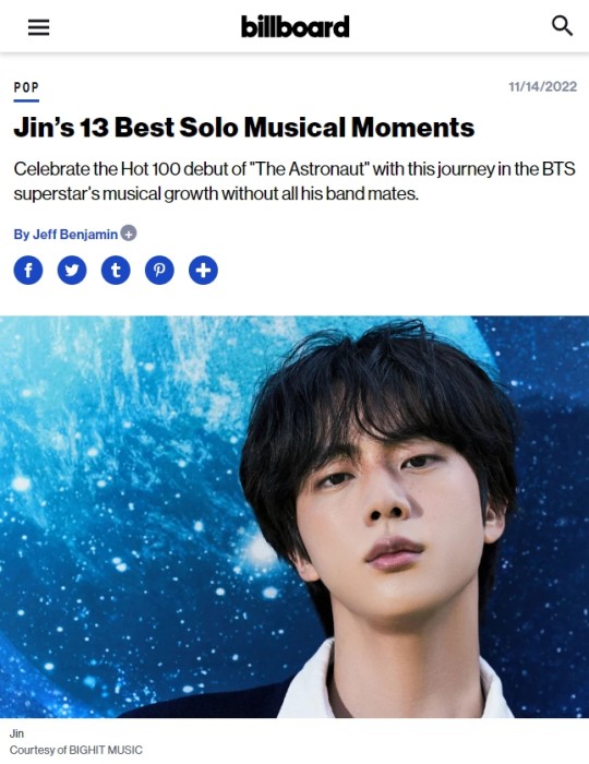 El mejor momento musical de Jin en solitario de BTS 13. Preste atención a Billboard - K-Pop News ...